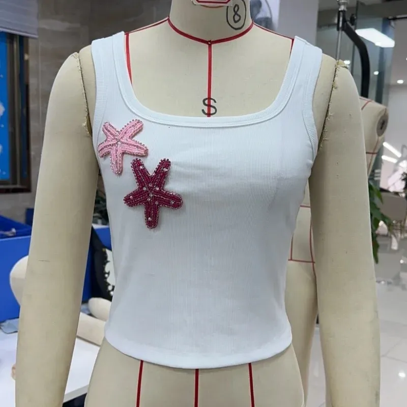 Women's Starfish Sequin Tank Top, Y2k Embroidered Bead Tank Top ...