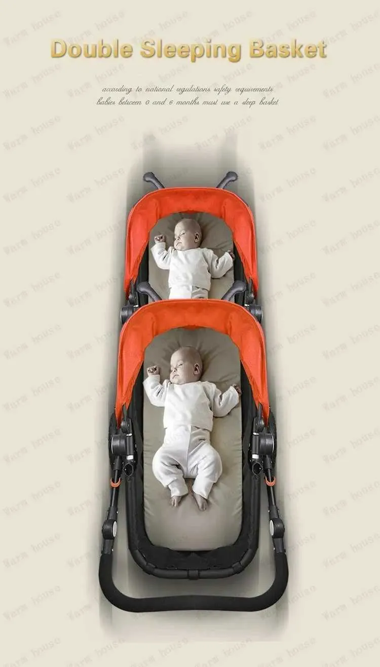 Lightweight Twin Baby Stroller, Foldable Double Stroller for Two ...