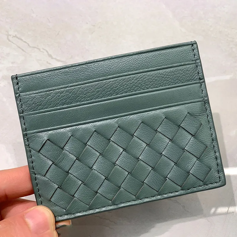 Luxury Woven Leather Green Leather Card Holder Wallet... From Ottstore ...