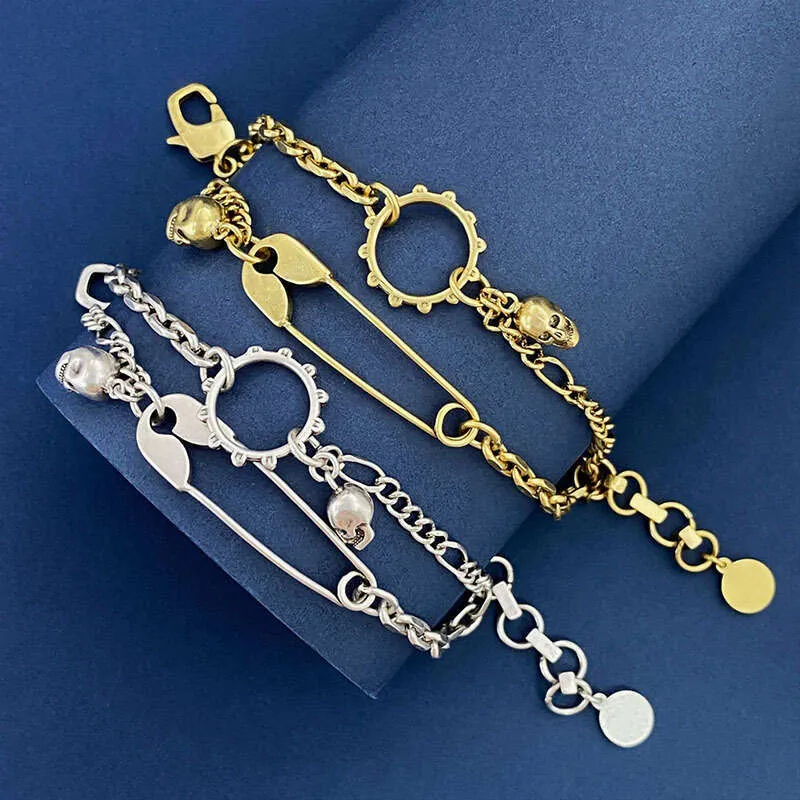 Trendy Punk Paperclip Skull Double Layer Vintage Bracelet - Stacking ...