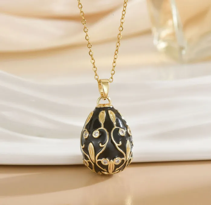Russian Easter Egg Geometric Copper-Plated Pendant Necklace with Color ...