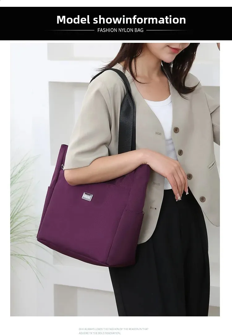 Simple Ladies Tote Bag Large Capacity Mommy Bag Nylon Fashion Handbag ...