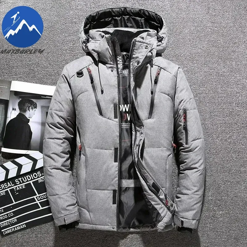 20 Degree Winter Men White Duck Down Jacket Thick Warm Snow Coat Male ...