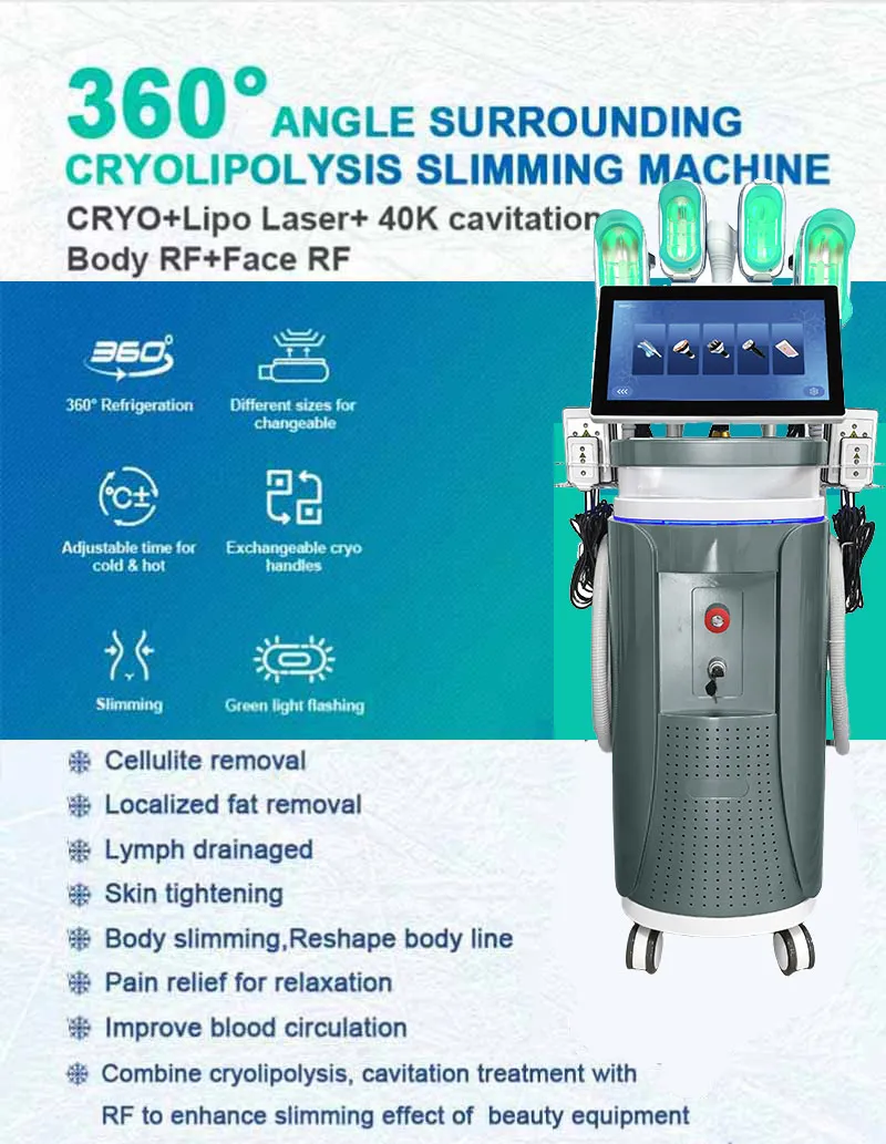 360° Fat Freeze Cavitation Machine With Cavitation, RF, Lipo Laser ...