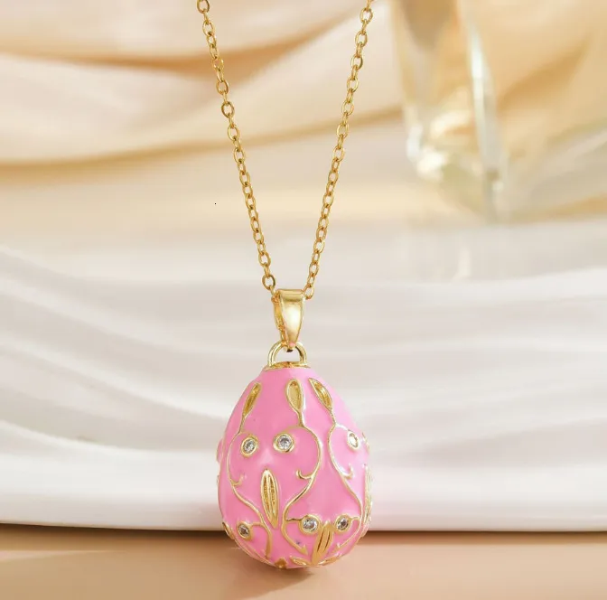 Russian Easter Egg Geometric Copper-Plated Pendant Necklace with Color ...