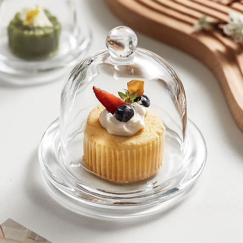Glass Craft Dessert Storage Stand With Lid Transparent Cake Serving ...