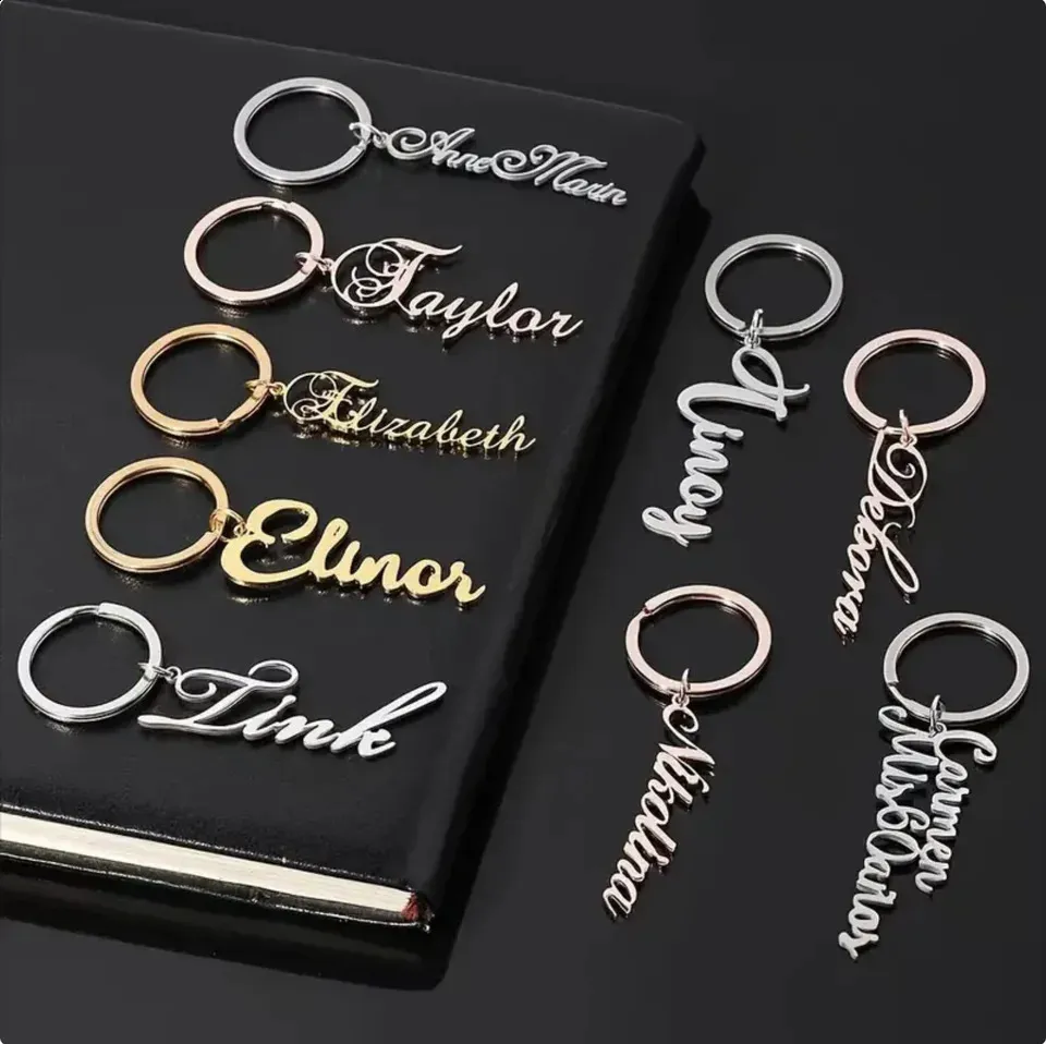 Custom Name Tag Keychain Personalized Stainless Steel Key Chain Ring ...