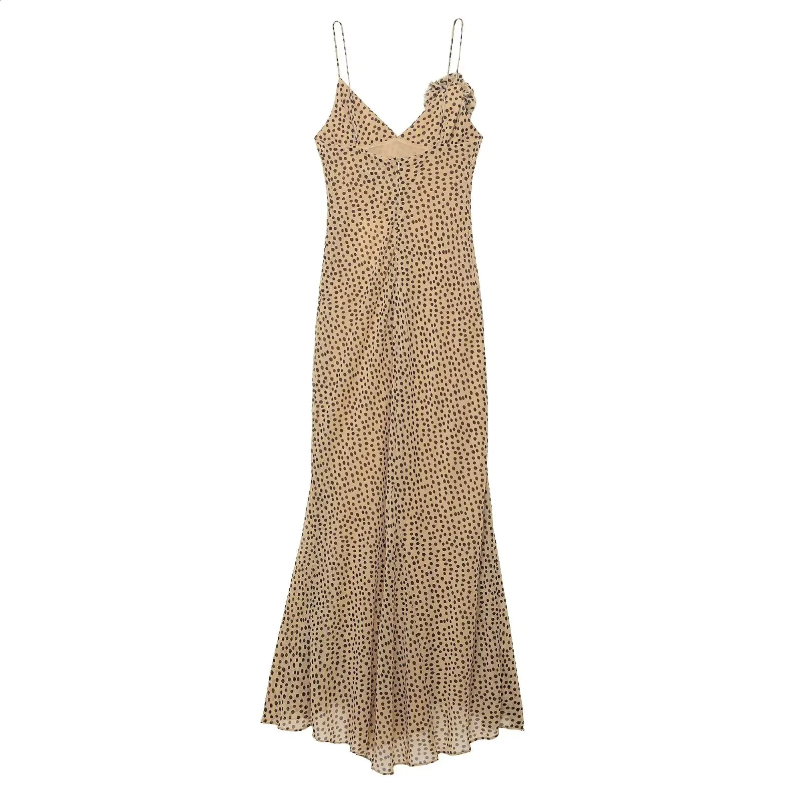 Duoperi Women's Chic Casual Long Dress: Flower Dot, Zipper Midi ...