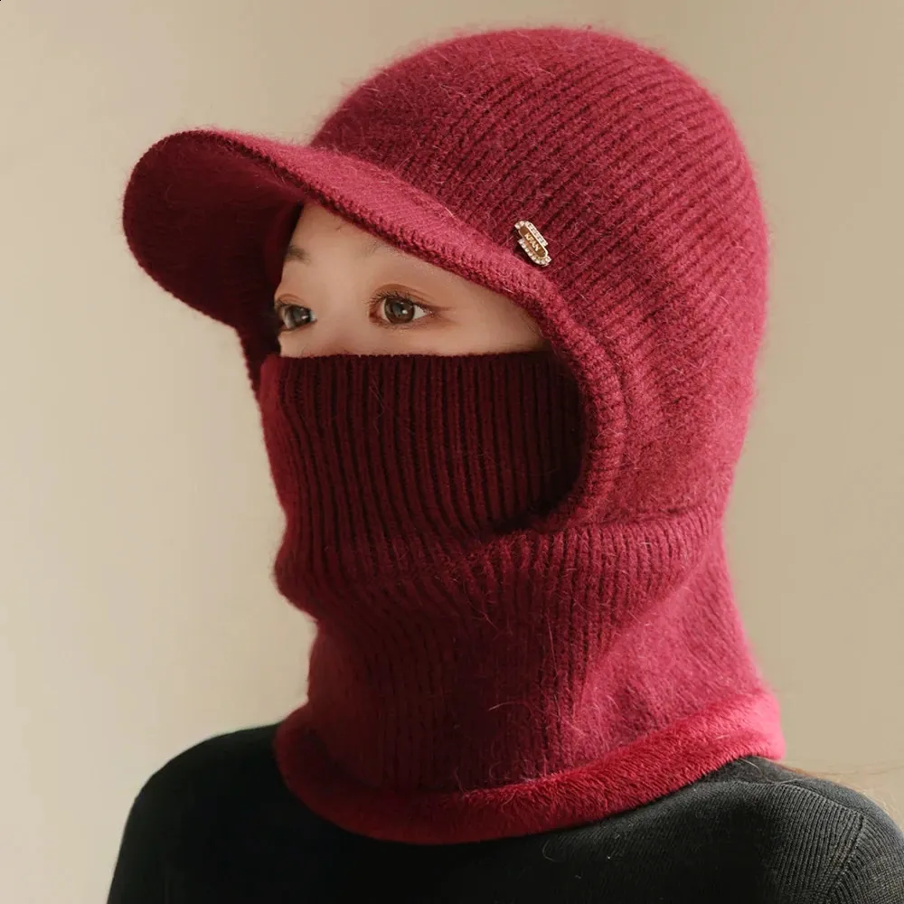 Winter Balaclava Cap for Women, Warm Windproof Knitted Hat with Neck ...