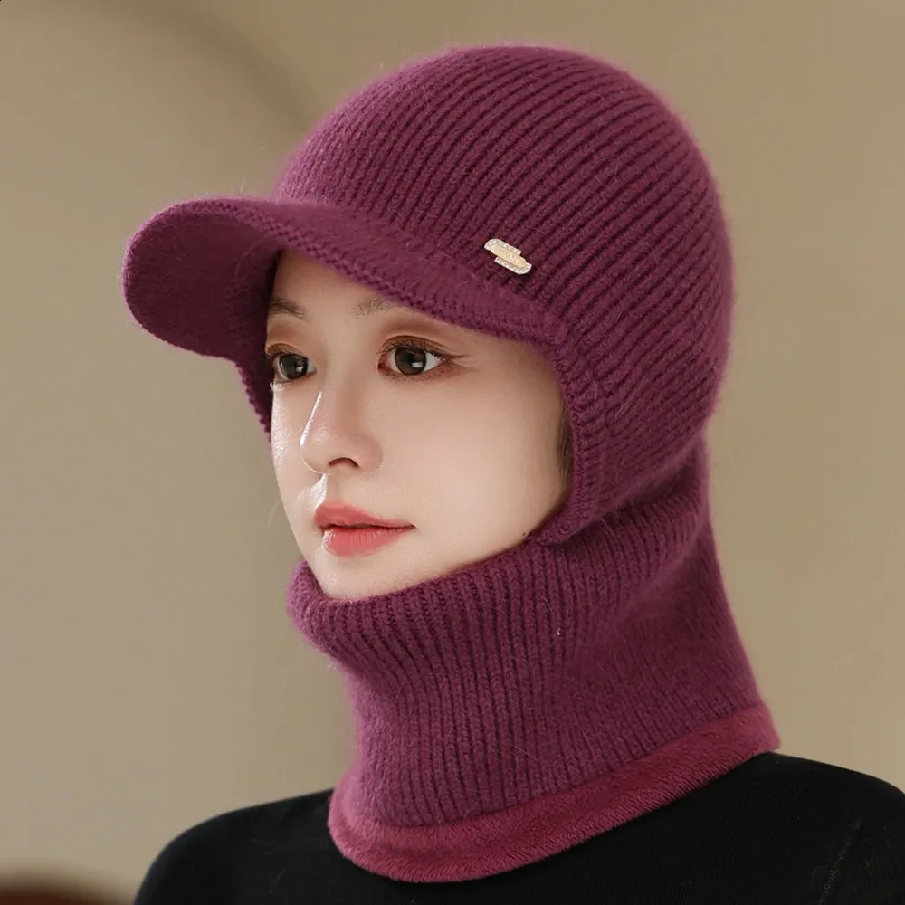 Winter Balaclava Cap for Women, Warm Windproof Knitted Hat with Neck ...