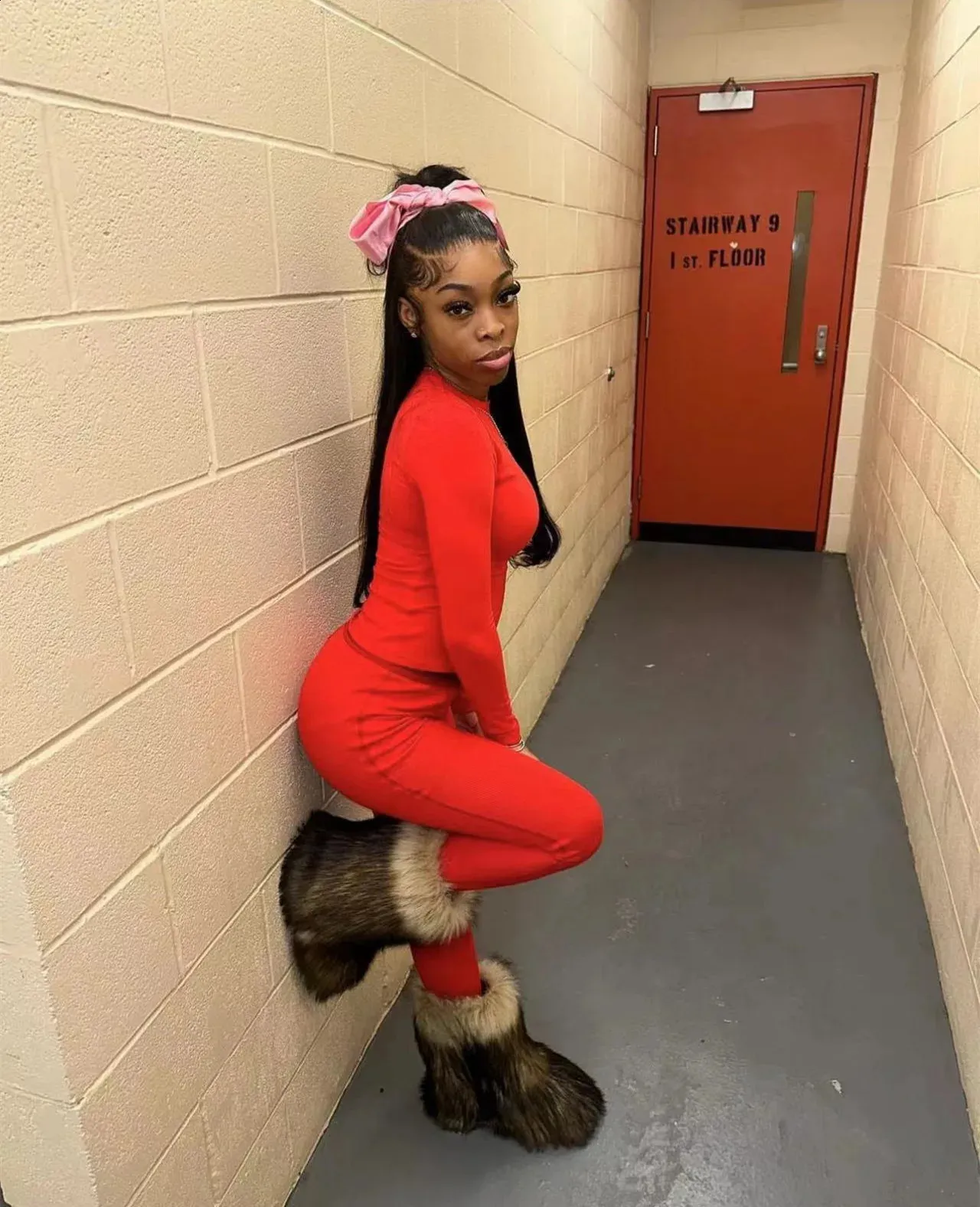 Winter Fur One Piece Faux Raccoon Fur Female Snow Boots Mid Leg Outdoor ...