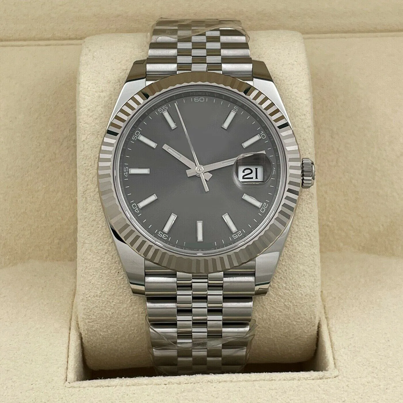 Rolex 126334 Automatic Mens Watch 41mm Gray Rhodium Dial, Fluted Bezel ...