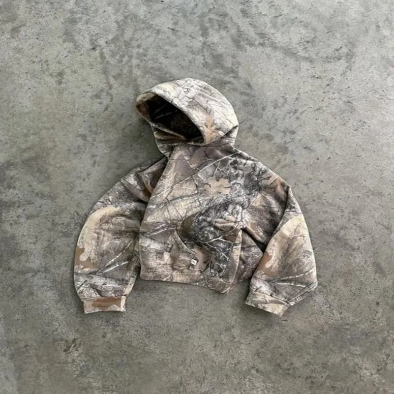 High Street Hip Hop Oversized Camo Hoodie Y2K Retro Hoodie Men's ...