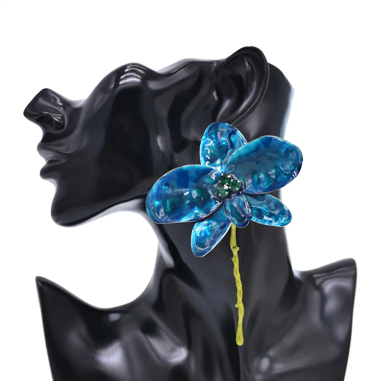 Red White Blue Leaf Flower Stud Earrings For Women Alloy Painted ...