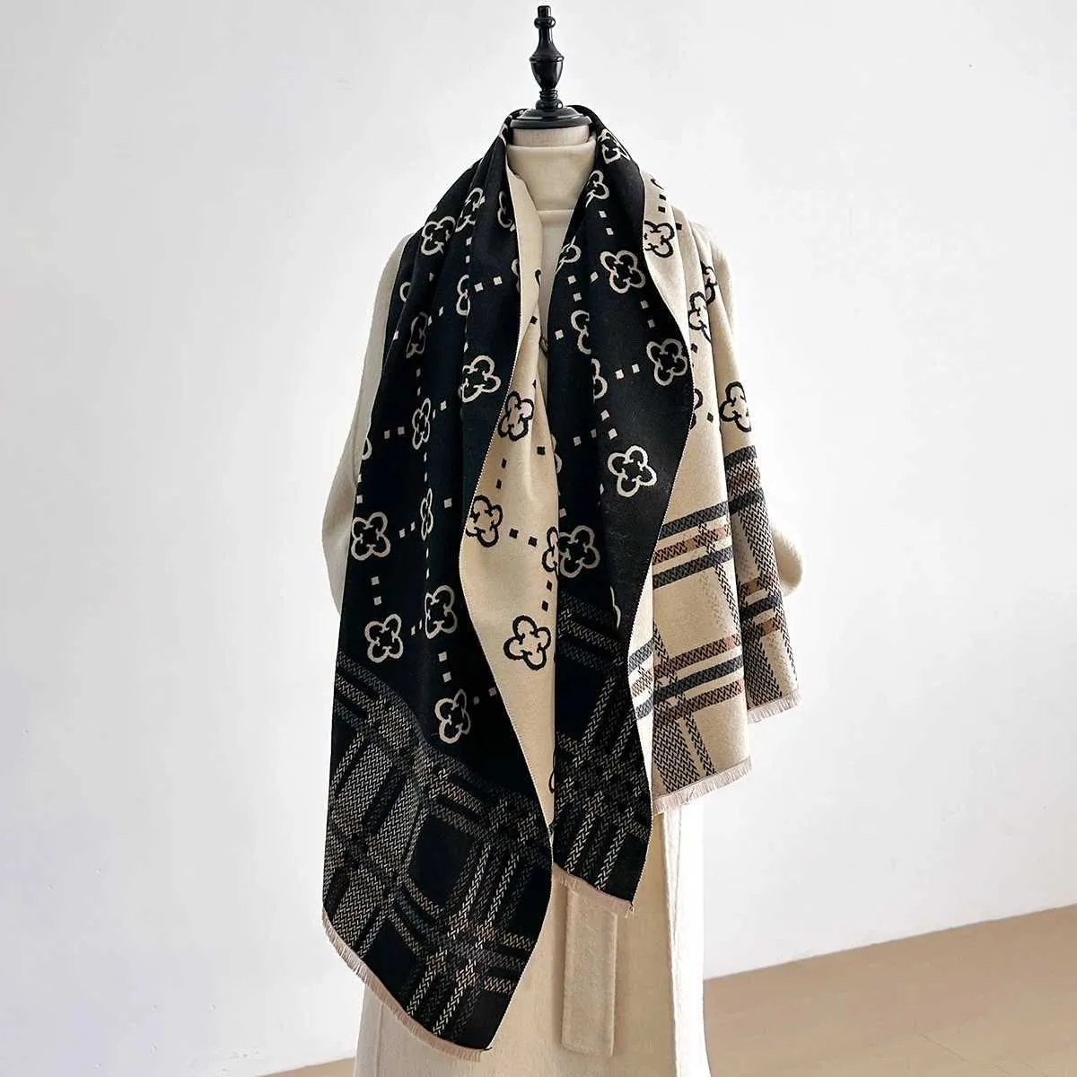 Luxury Winter Scarf for Women, Faux Cashmere Warm Pashmina Thick Soft ...