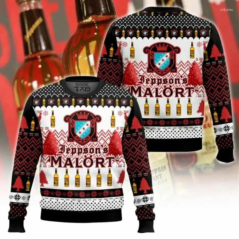Men's Sweaters Jeppsons Malort Red Black Retro Knitted Christmas Ugly ...
