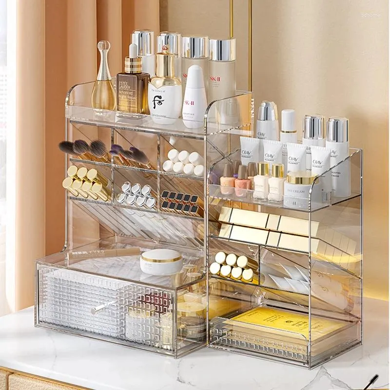 Storage Boxes Clear Desk Organizer Accessories Holder with Drawers ...