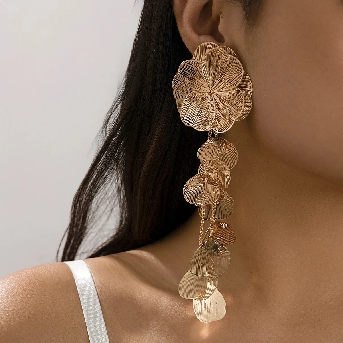 Ingemark Romantic Leaf Petal Flower Drop Earrings for Women, Bridal ...