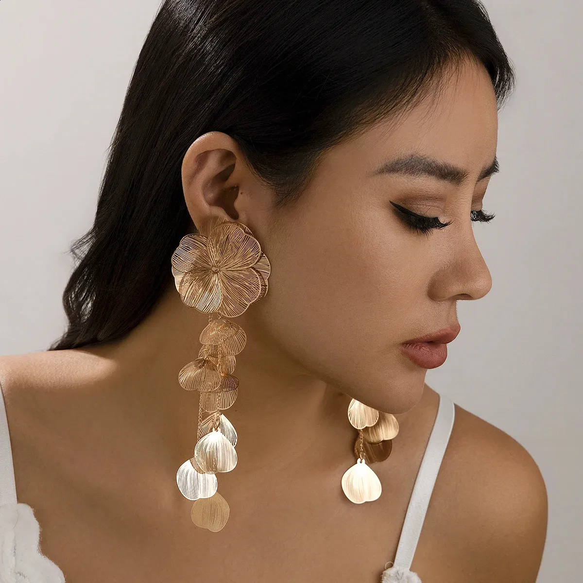 Ingemark Romantic Leaf Petal Flower Drop Earrings for Women, Bridal ...