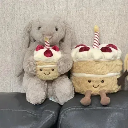SS 30cm Shy Bonnie Rabbit Holding a Plush Birthday Cake Doll ...