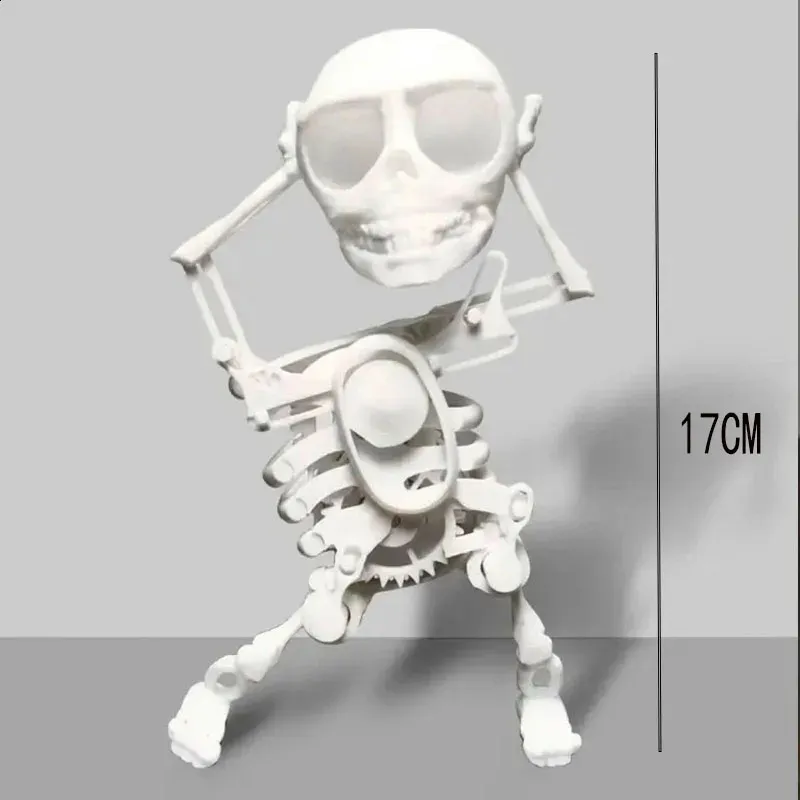3D Printed Dancing Skeleton Man Swinging Head Robot Toy Fun Clockwork ...