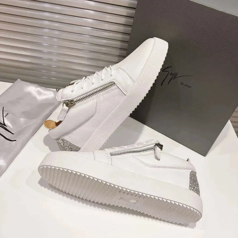 Bulk Trendy Genuine Leather Double Zipper High Top White High Top ...