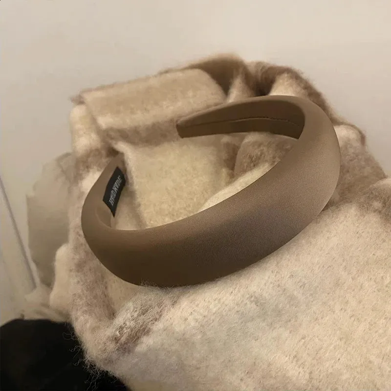 Retro Satin Sponge Headband for Women, French Elegant Temperament Solid ...