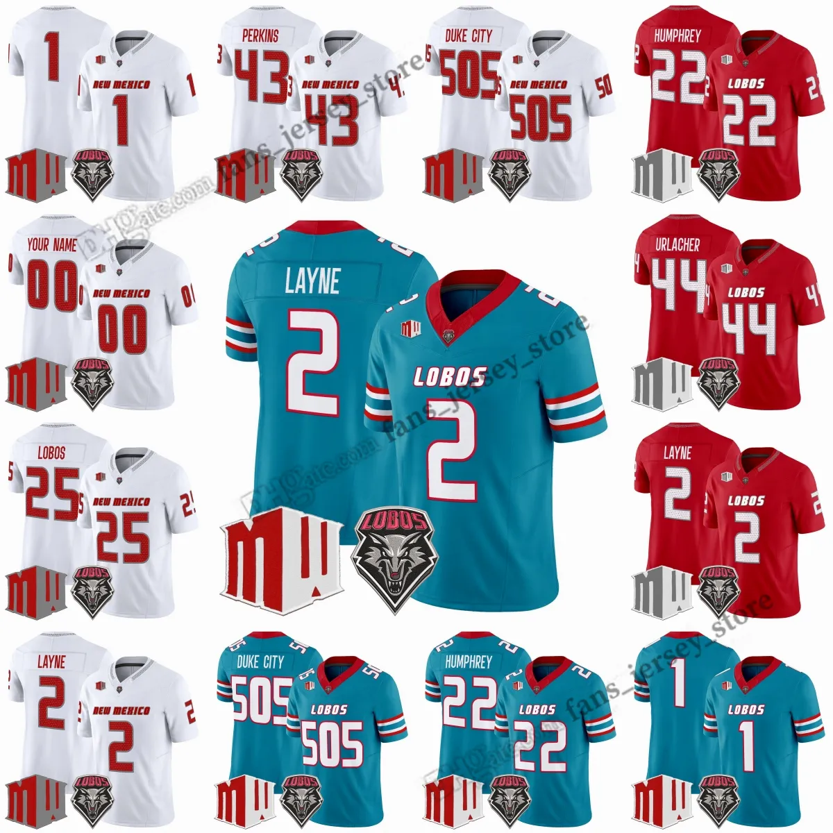 Custom New Mexico Lobos Football Jerseys S 6XL College Team DIY Jersey ...