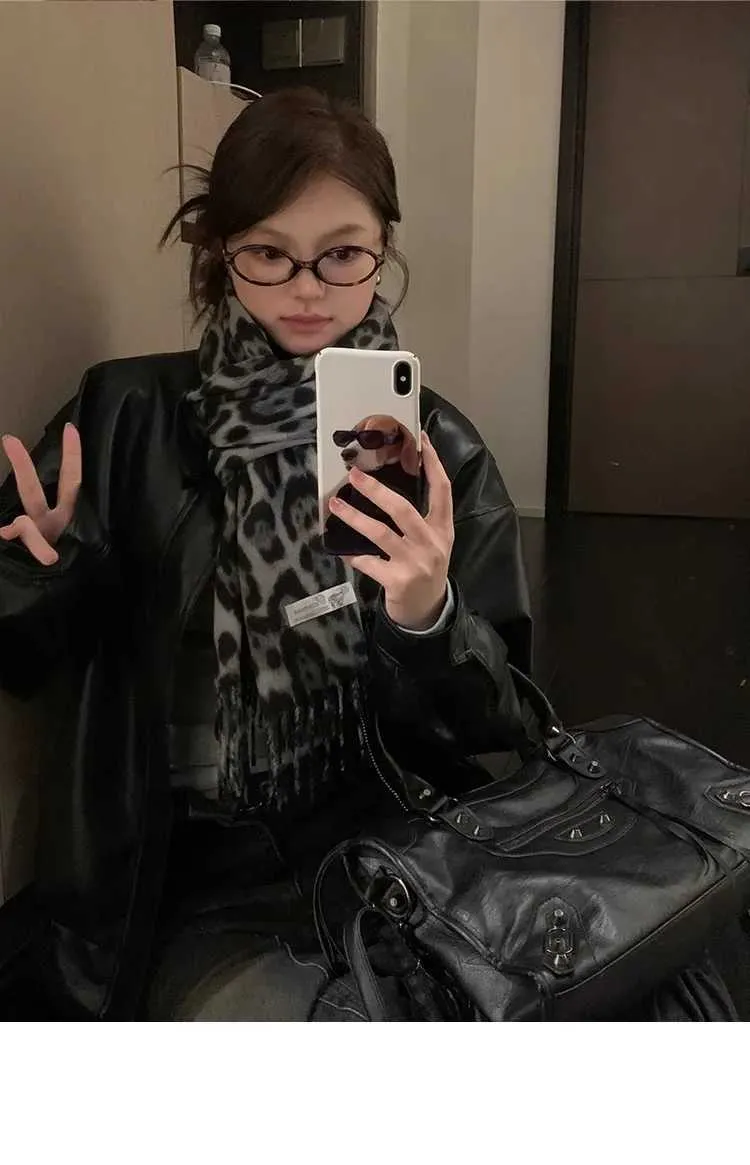 Retro Millennium Leopard Print Fringed Scarf Warm Thick Shawl Sweet ...