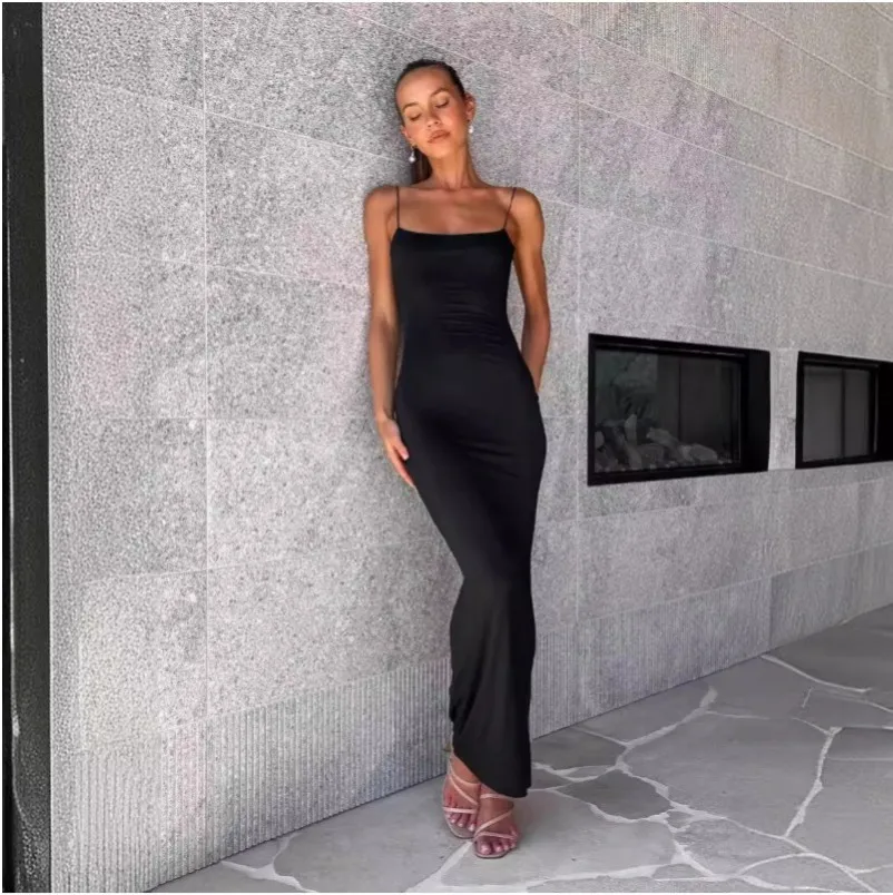 New Style Dress Suspenders Sleeveless Backless Solid Color High Waist ...