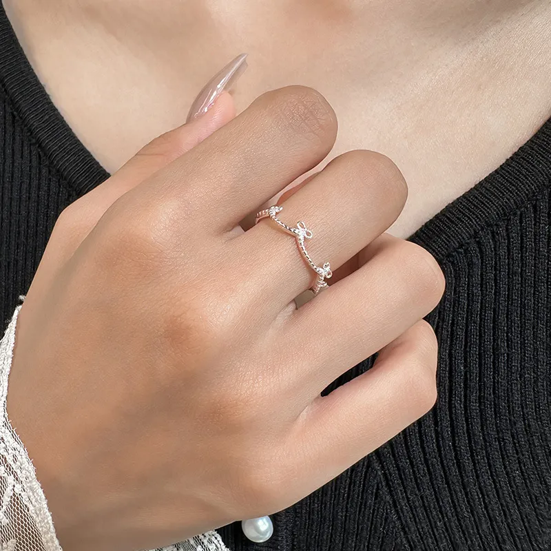 Forward Style Elegant S925 Sterling Silver Bow Style Ring From ...