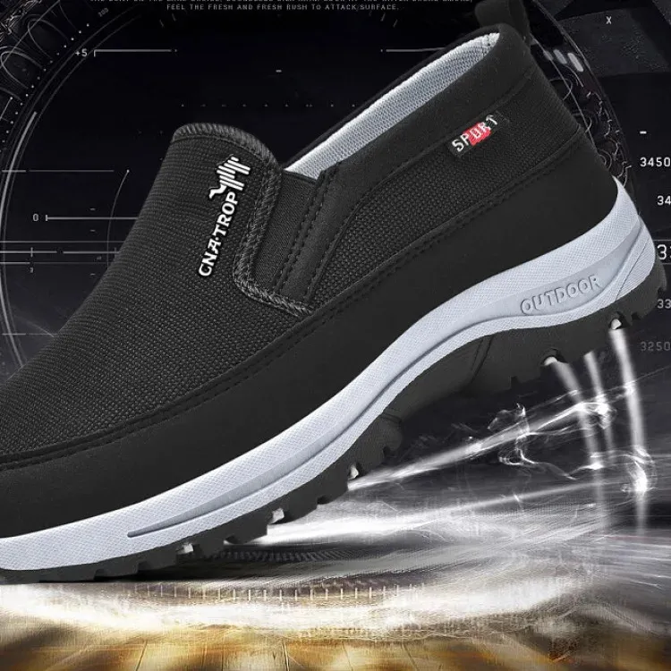 Mens Casual Loafers Elderly Mesh Breathable Slip-On Shoes Vulcanized ...