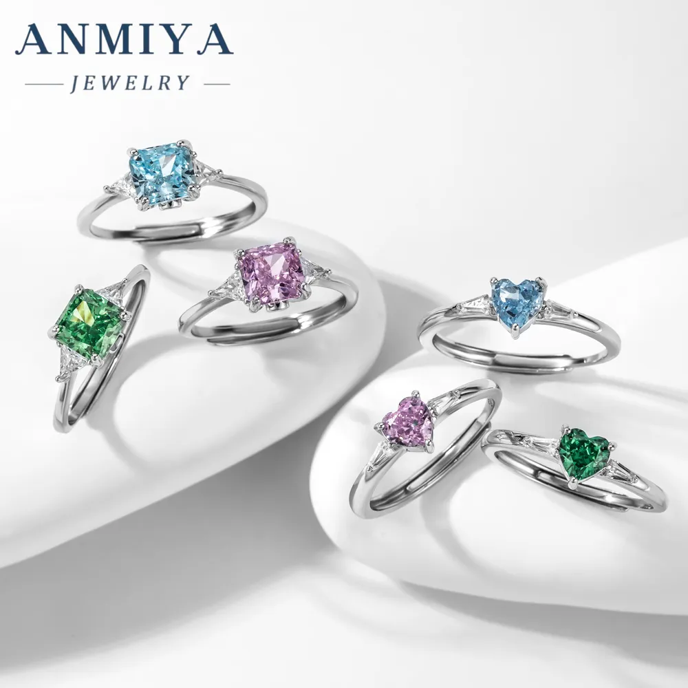 Luxury Chunky Zircon Ring Gift Set: 925 Silver with Green, Pink, and ...