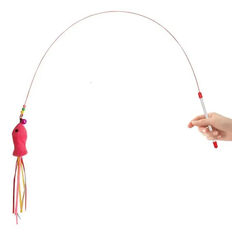 Elastic Metal Boom Tease Cat Wand Toy with Replaceable Plush Fake ...