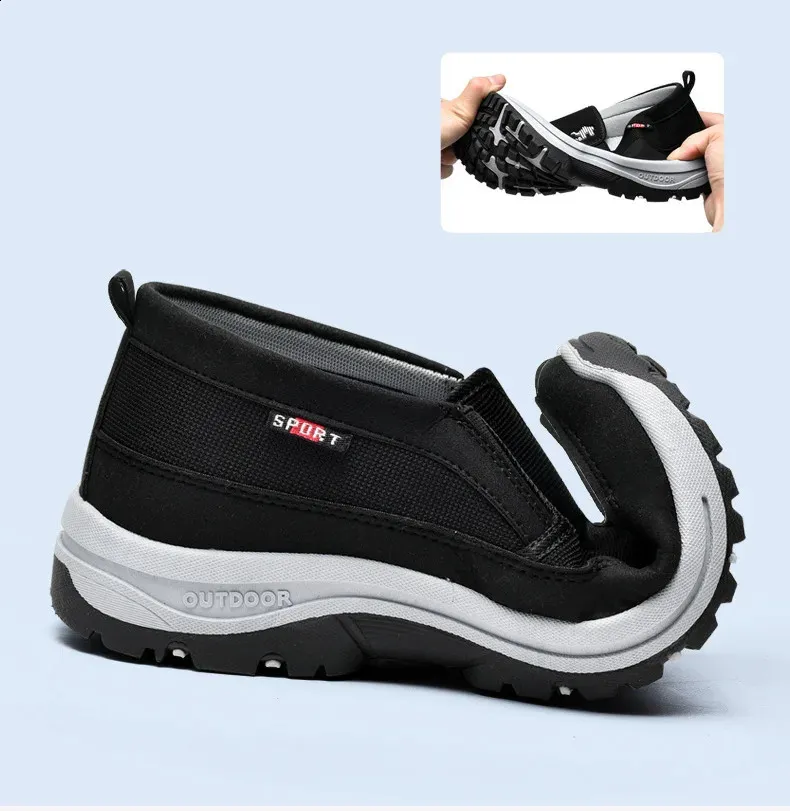 Mens Casual Loafers Elderly Mesh Breathable Slip-On Shoes Vulcanized ...