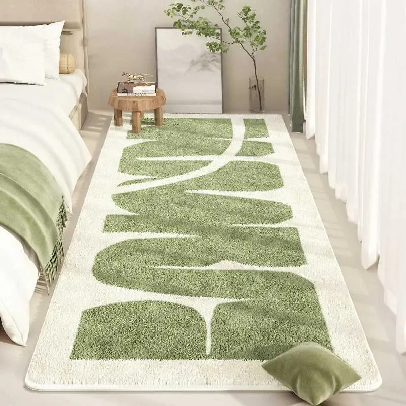 Vikama Fresh Green Plush Carpet for Bedroom, Bedside, or Living Room ...