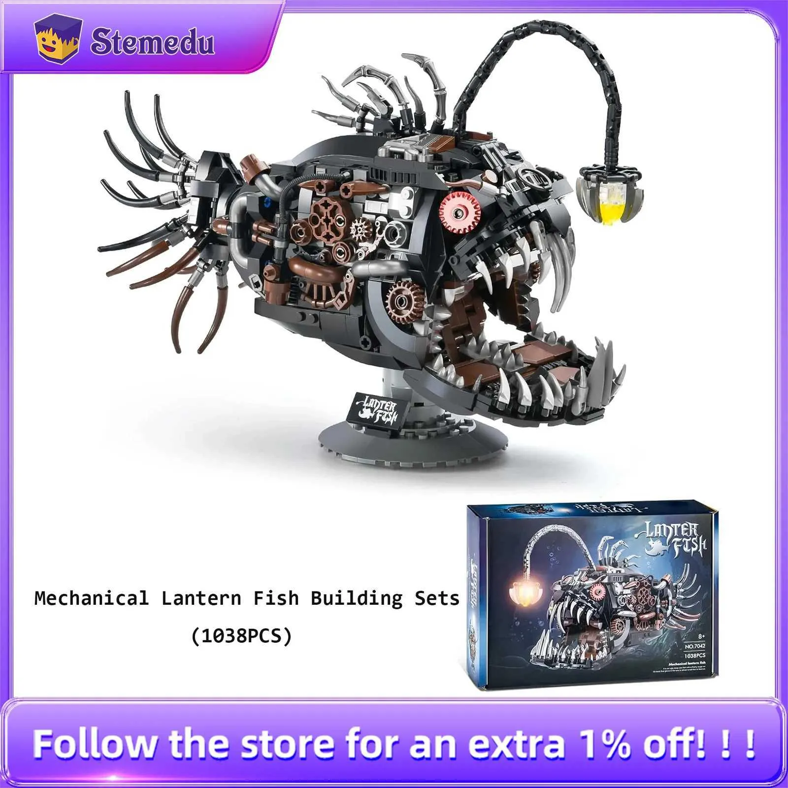 Ocean Animal Collection Mechanical Lantern Fish Building All Set MOC ...