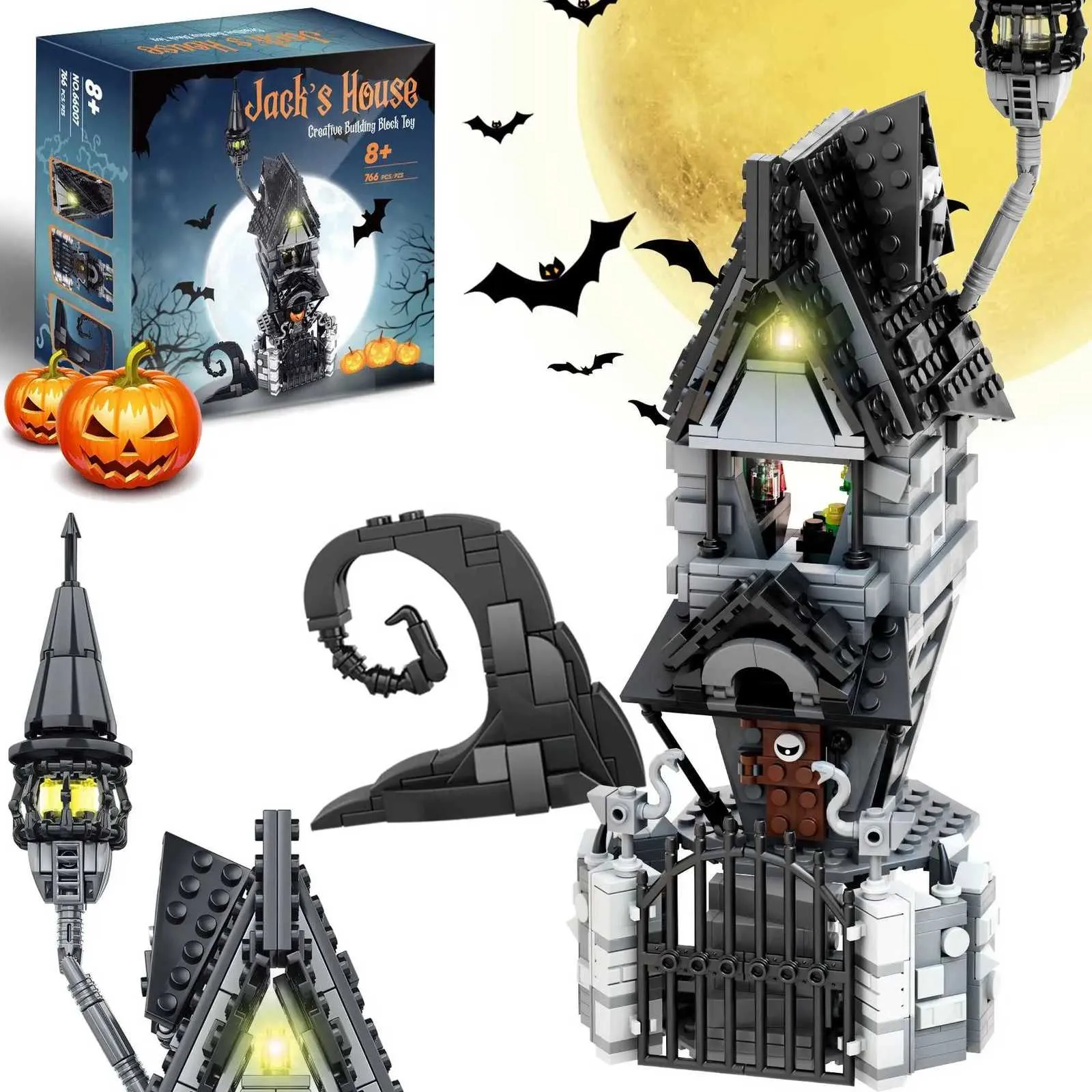 Plastic Building Blocks Haunted House Set with LED for Halloween and ...