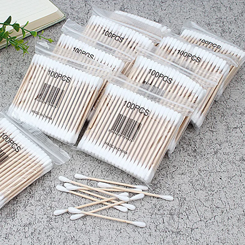 Double Ended Wooden Makeup Cotton Swabs Wholesale Disposable Cotton ...