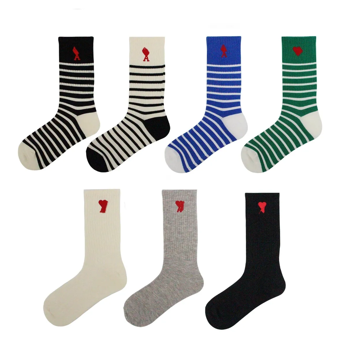 Luxury Designer Japanese Love Embroidery Mid-Length Autumn Winter Socks ...