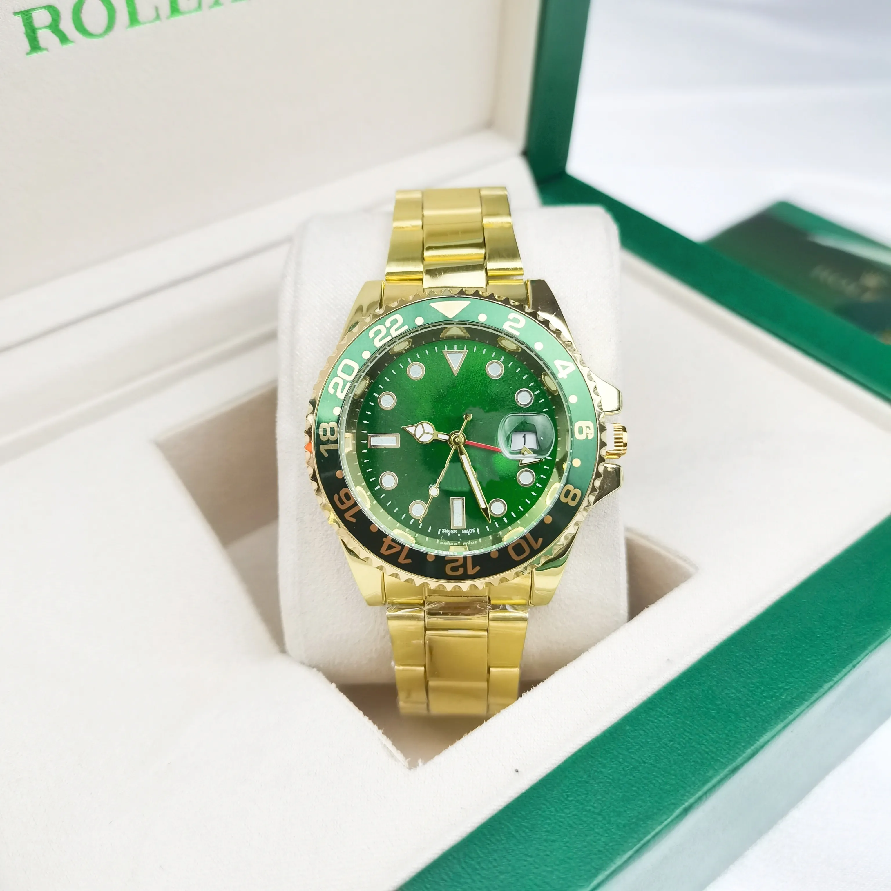 Rox Green Water Ghost Automatic Date Watch 4 Hand Sport Quartz Strap ...