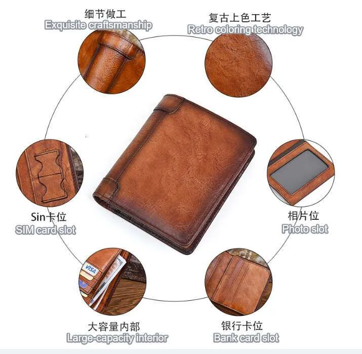 New Unisex Multifunctional Short Leather Wallet Handmade From Top Layer ...