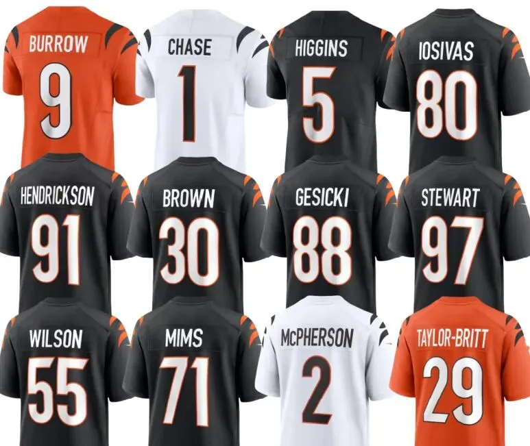 Bengal Jersey 9 Joe Burrow Ja'Marr Chase Tee Higgin Chase Brown Josh ...