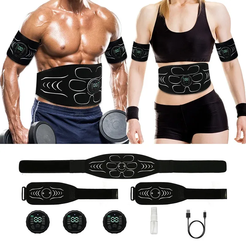 EMS Muscle Stimulator Abdominal Muscle Toner Electronic Toning Belt USB ...
