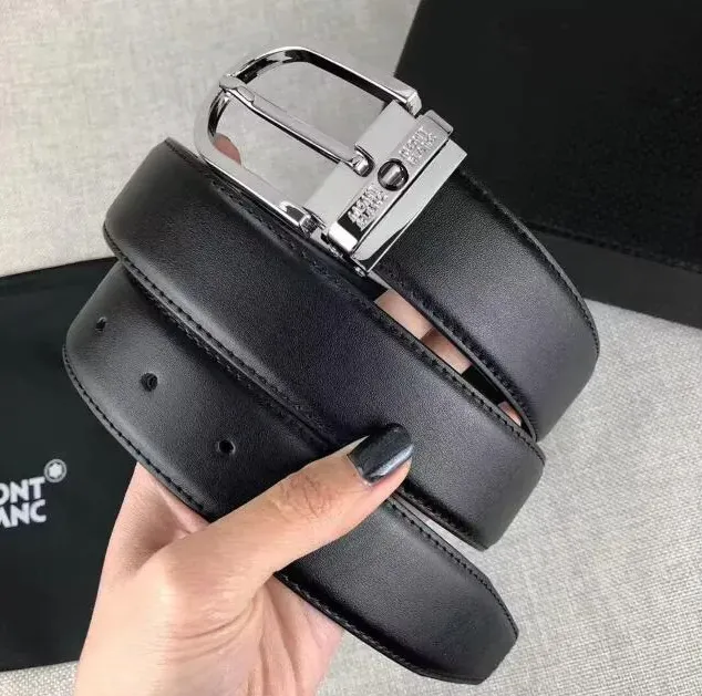MB Men Genuine Leather Business Belts - Classic Needle Buckle Designer ...