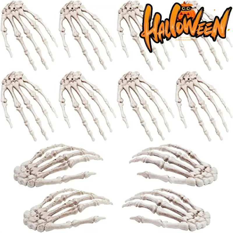 Halloween Skeleton Hand Scary Realistic Hand Bone Skull Decors Party ...