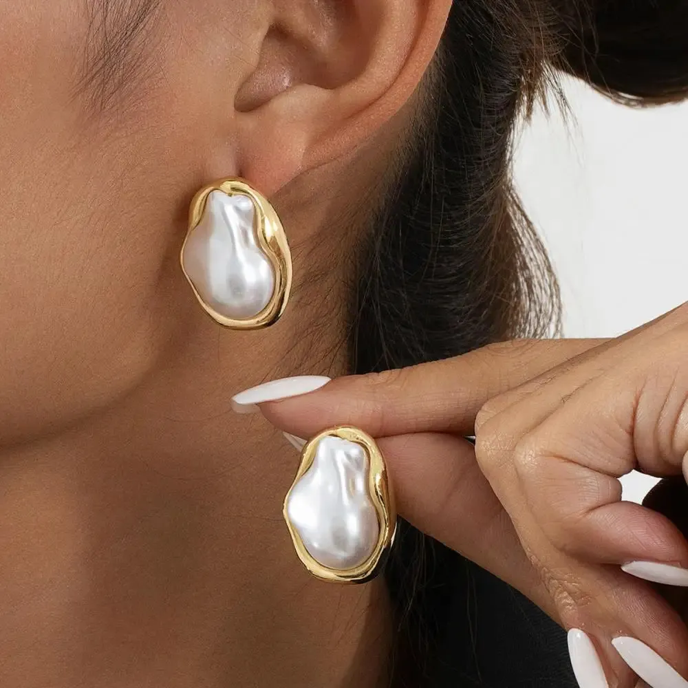 Exquisite Irregular Baroque Pearl Stud Earrings for Women Girls ...