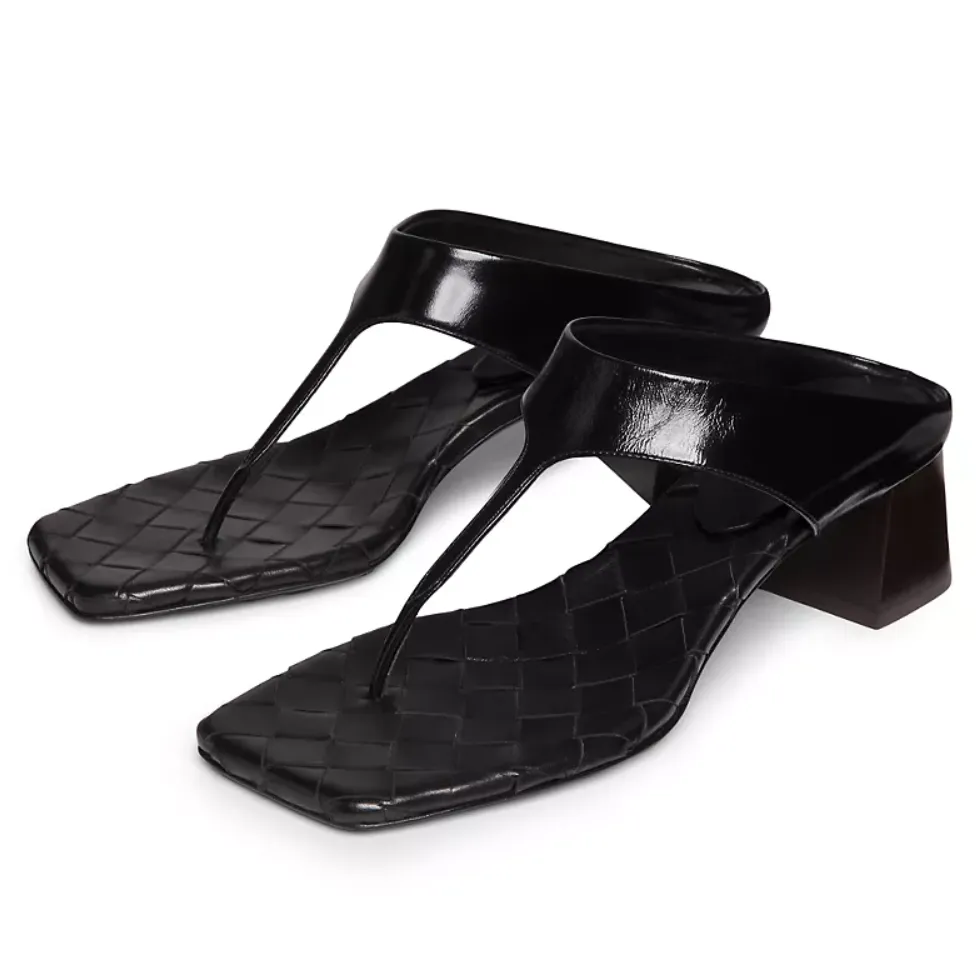 Bulk Thong Flip Flop Sandals: Women's Block Heel Intrecciato Woven ...