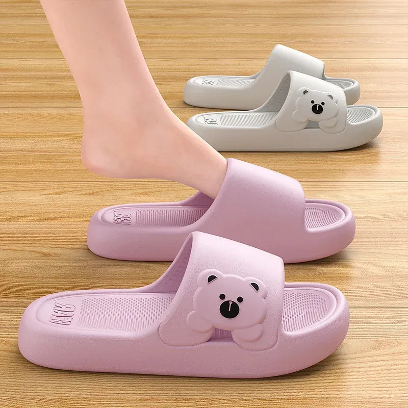 Cute Cartoon Bear Indoor Slippers for Women, Lightweight Soft Eva ...