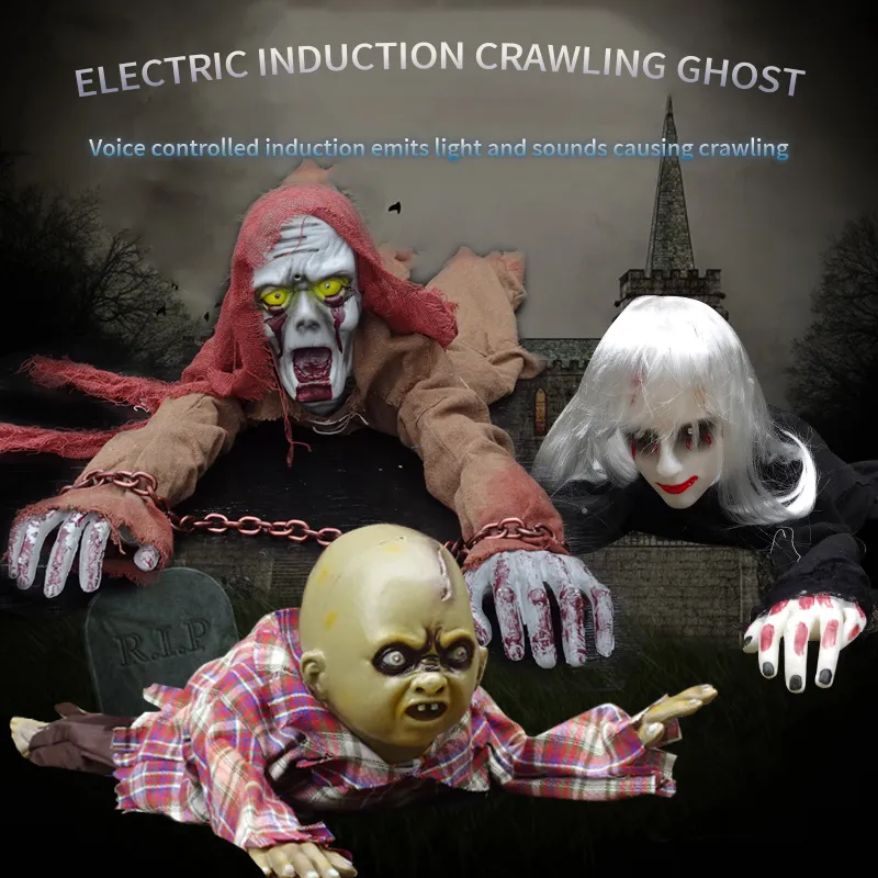 Halloween Electric Ghost Crawler Decoration - Voice Control Sensing ...